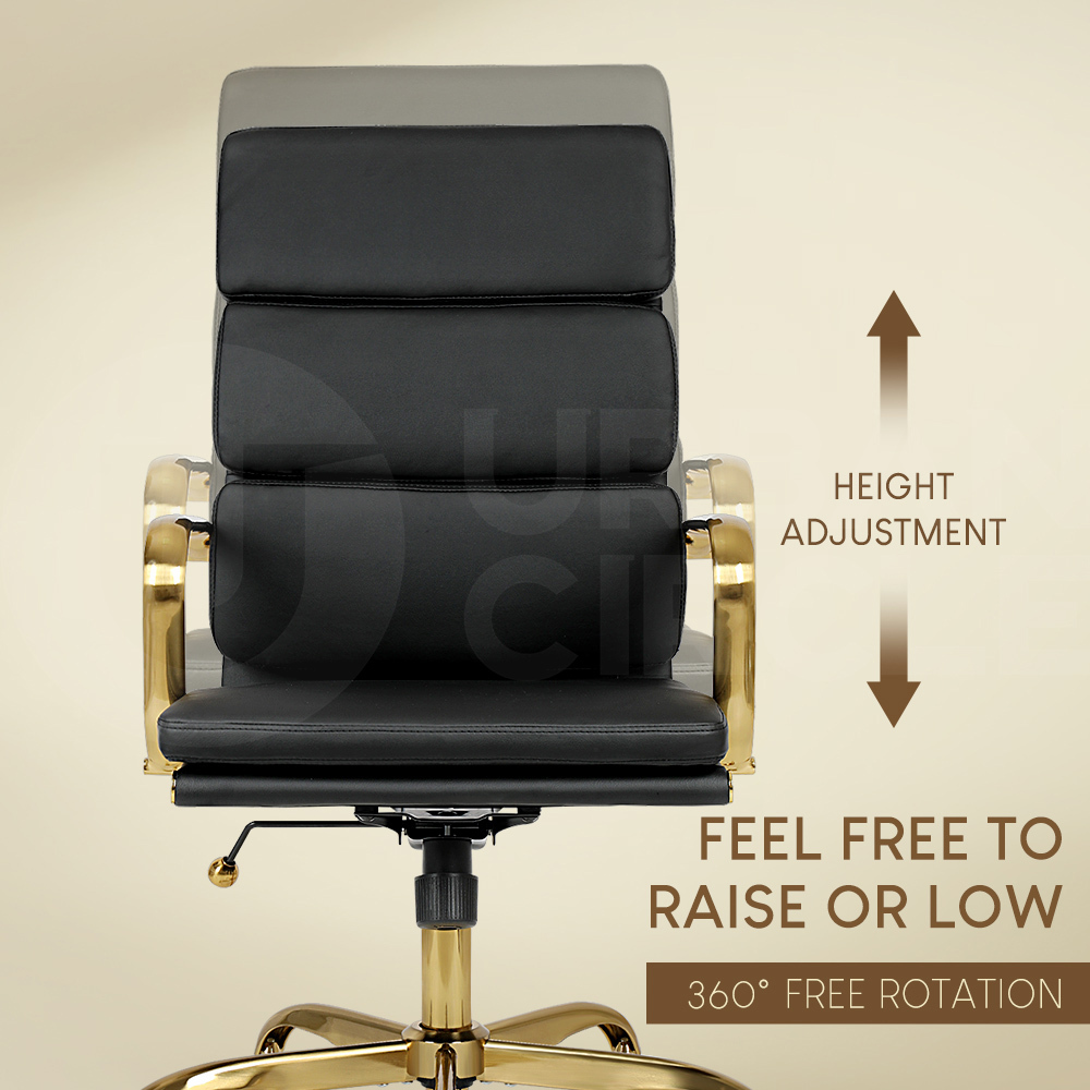 Furb Executive Office Chair Ergonomic Mid High-Back PU Leather/Fabric ...