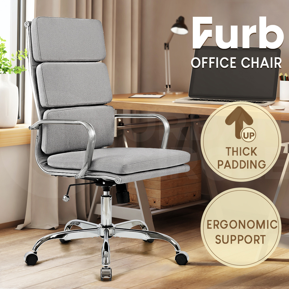 Furb Executive Office Chair Ergonomic Mid High-Back PU Leather/Fabric ...