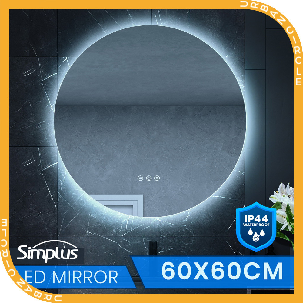 Simplus LED Wall Round Mirror Anti-fog Smart Bathroom Mirrors Large Makeup Light | eBay Australia